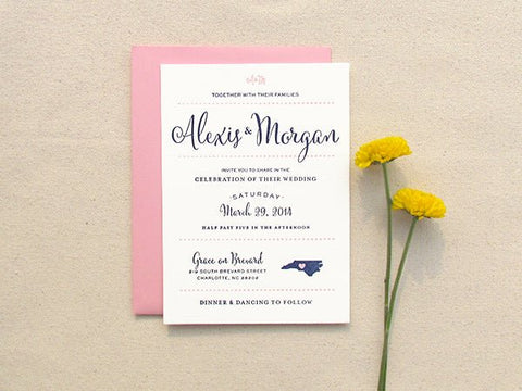 Preppy Monogram Wedding Invitation – Dinglewood Design & Press