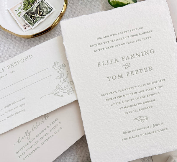 The Eliza Suite - Letterpress Wedding Invitations – Dinglewood Design ...